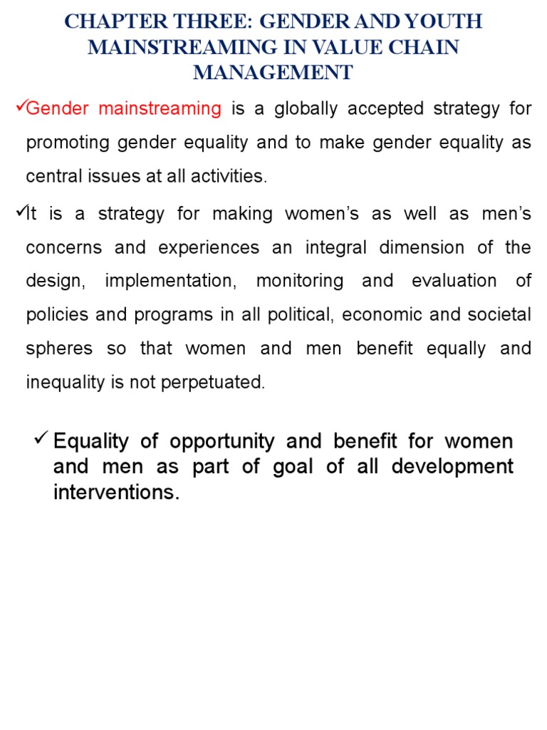 Abvm Gender Chapter Three ppt-1 | PDF | Market (Economics) | Gender