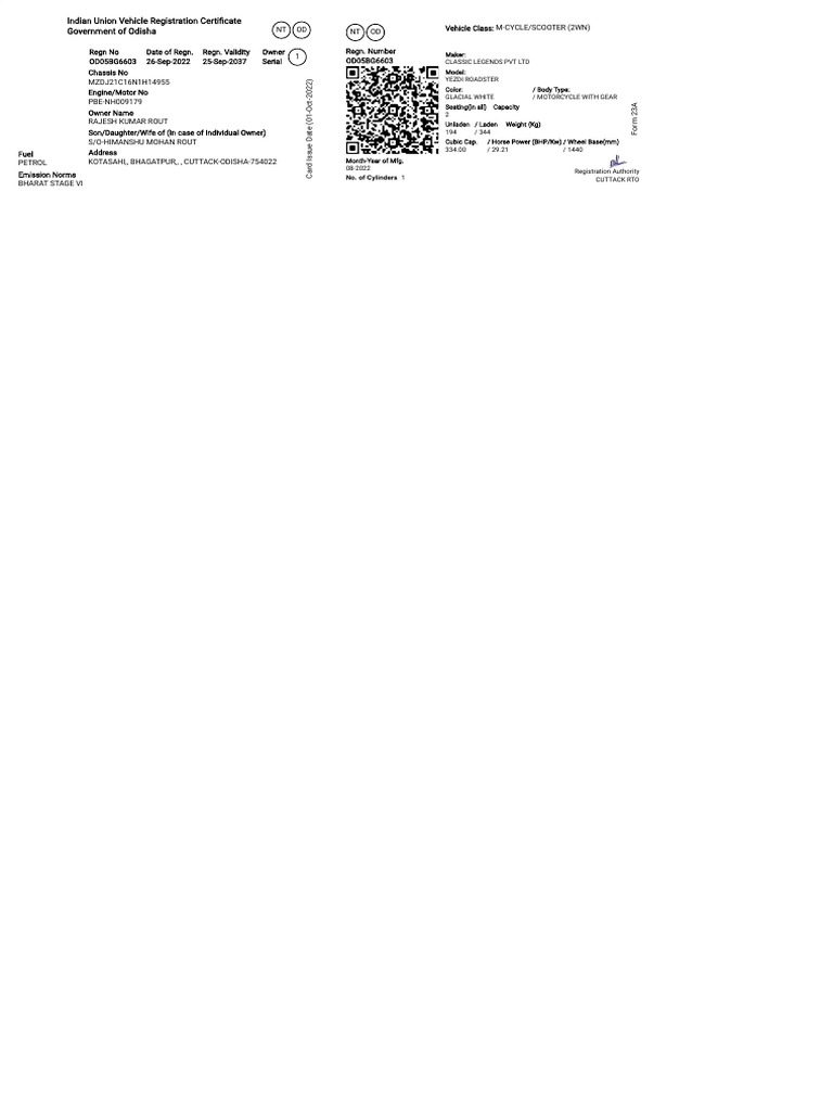 Form Print RC PDF | PDF | Private Transport | Automotive Industry