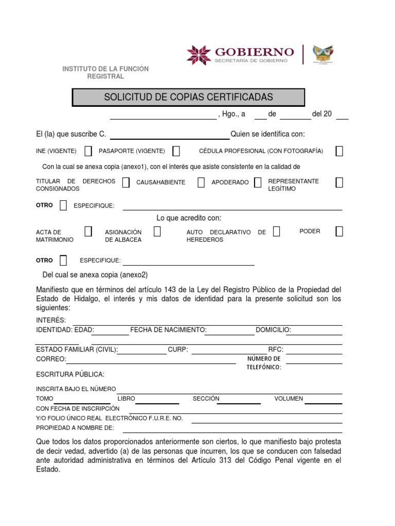 Solicitud de Copias Certificadas | PDF