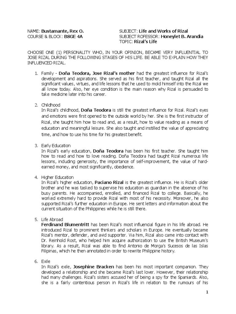 Rizal Greatest Influence | PDF