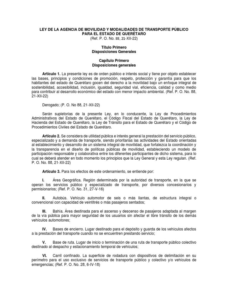 Ley Ameq y Modalid Transp | PDF | Transporte | Transporte público
