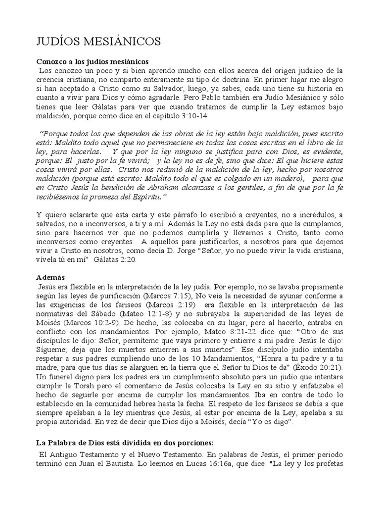 Judíos Mesiánicos y la Ley: Perspectivas Bíblicas | PDF | Jesús ...
