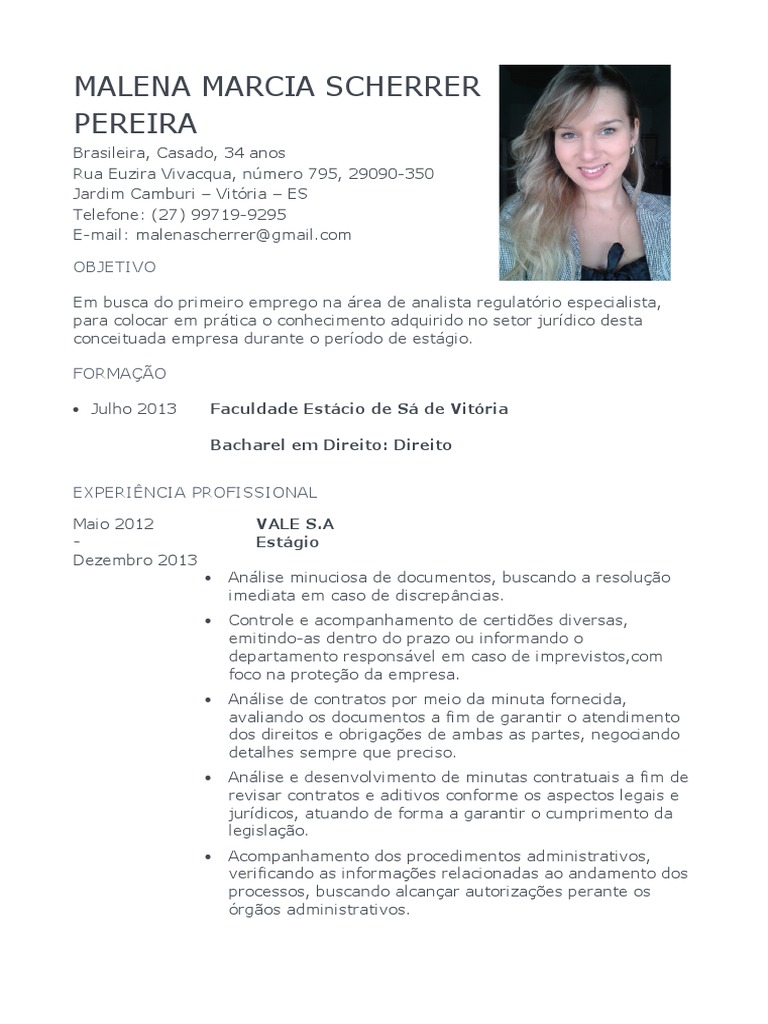 Modelo de Curriculum 1 Preenchido | PDF | Advogado | Business