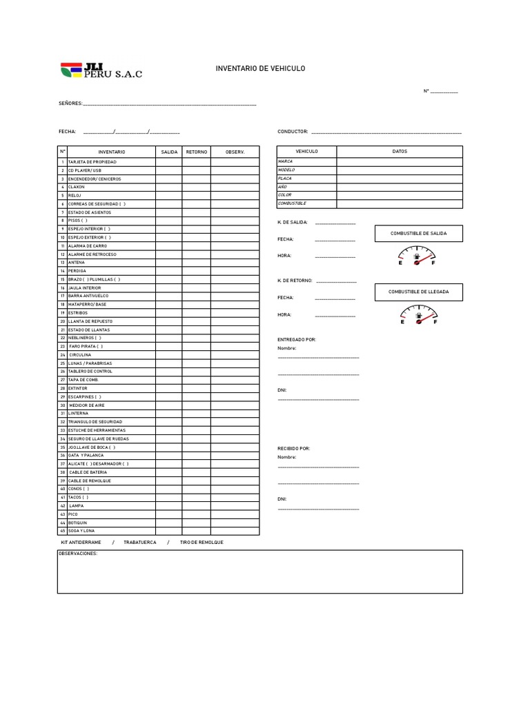 Inventario Completo de Vehículo | PDF | Tecnología