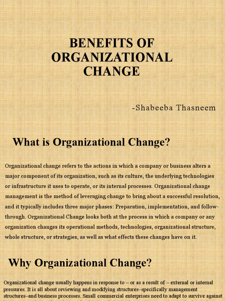 Benefits of Organizational Change | PDF | Organizational Structure ...