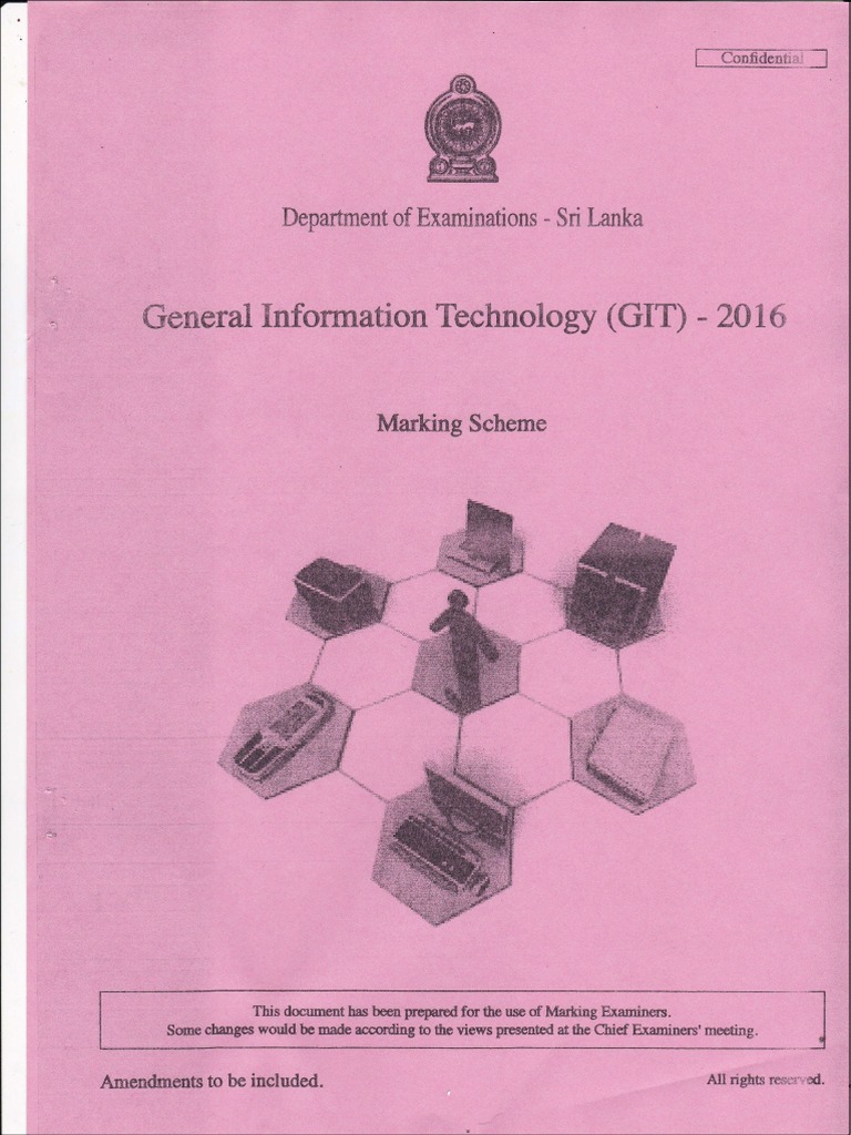 2016 AL GIT Marking Scheme English Medium PDF | PDF | Qualifications
