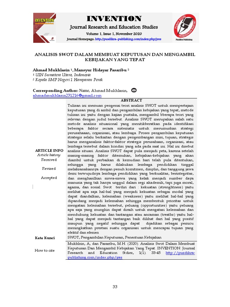 Analisis SWOT untuk Kebijakan Tepat | PDF | Karier & Perkembangan | Sains & Matematika