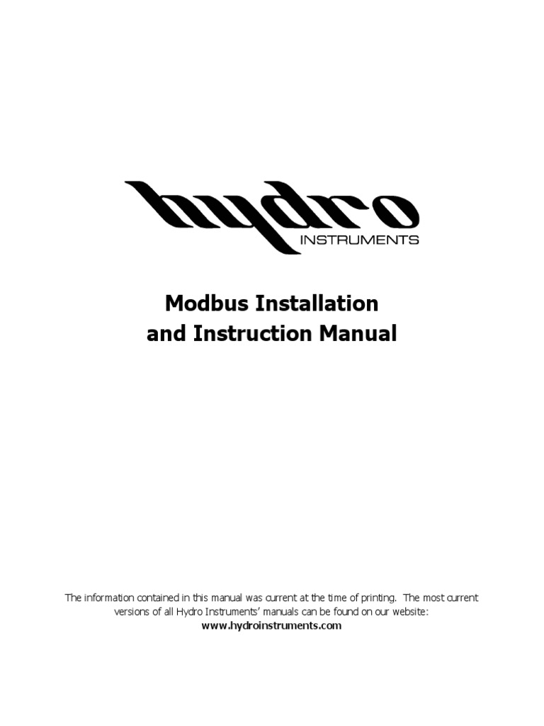 Modbus Installation And Instruction Manual A Comprehensive Guide To Setting Up And