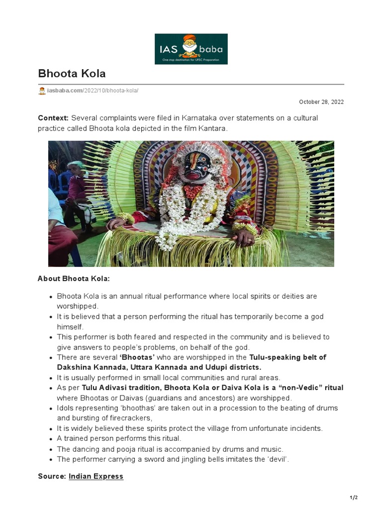 Understanding Bhoota Kola Rituals | PDF