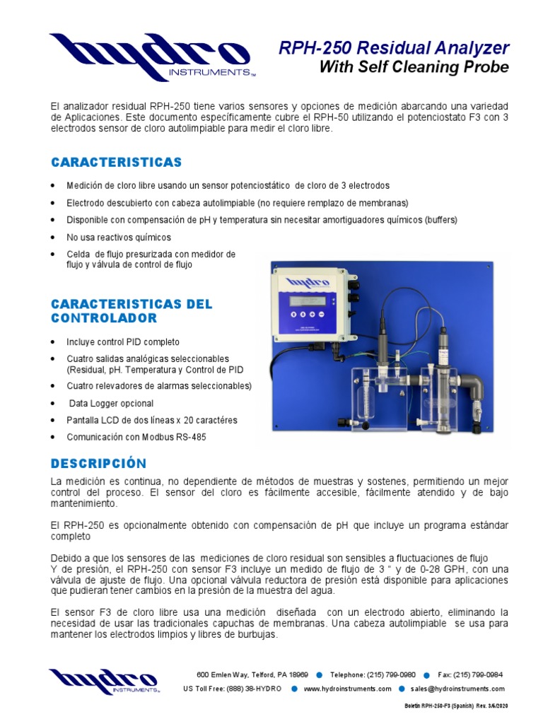 RPH-250 Residual Analyzer With Self Cleaning Probe | PDF | Ciencias ...