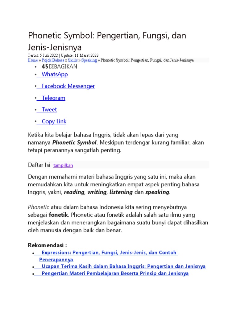 Phonetic Symbol | PDF