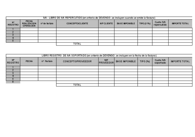Libros registros del iva, Los Libros Registro de IVA