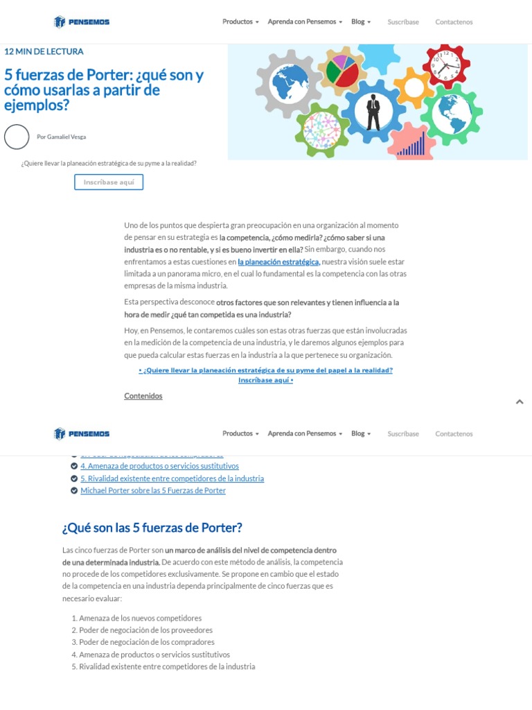 5 fuerzas de Porter_ ¿qué son y cómo usarlas_ +Ejemplos | PDF | Mercado ...