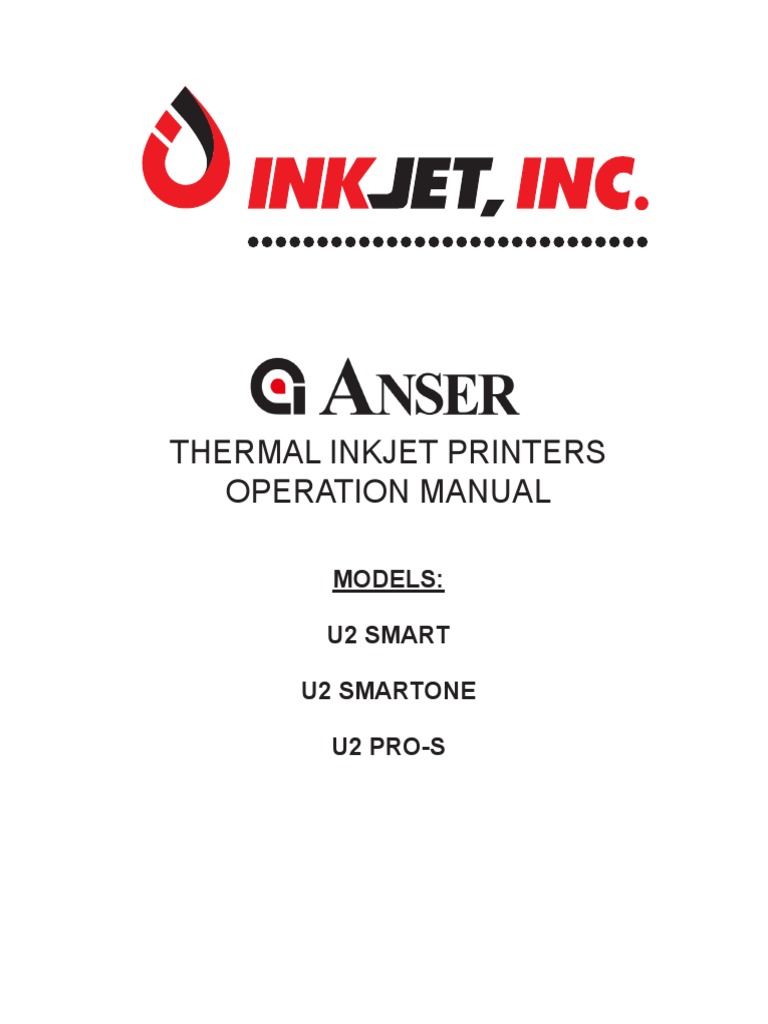 Inkjetinc Anser U2 Tijprinter Usermanual | PDF | Printer (Computing) | Usb