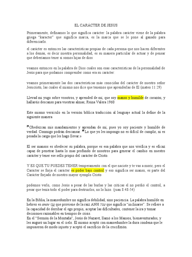 El Carácter de Jesus | PDF | Jesús | Cristo (título)