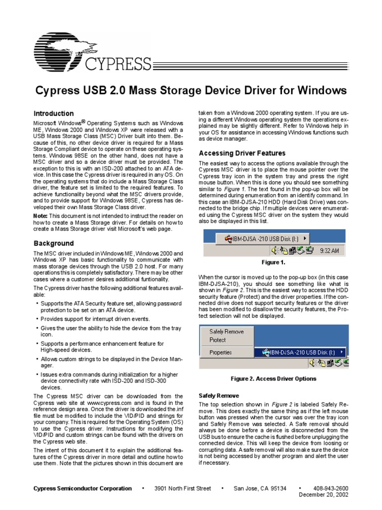 Cypress Usb 2 0 Mass Storage Device Driver For Windows 9 | PDF | Icon ...