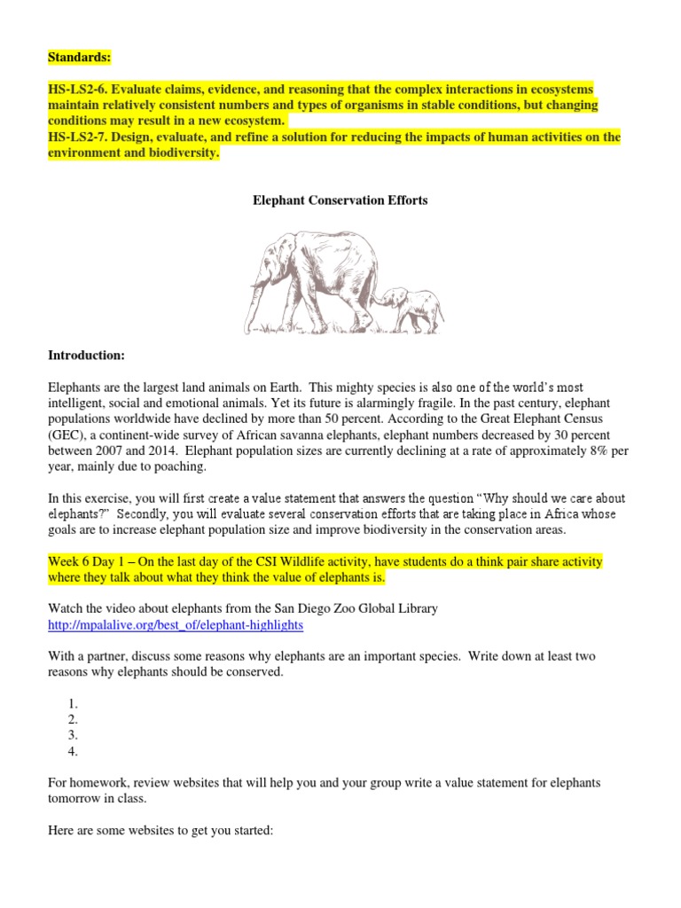 Elephant Conservation Lesson Plan Teacher | PDF | Conservation Biology ...