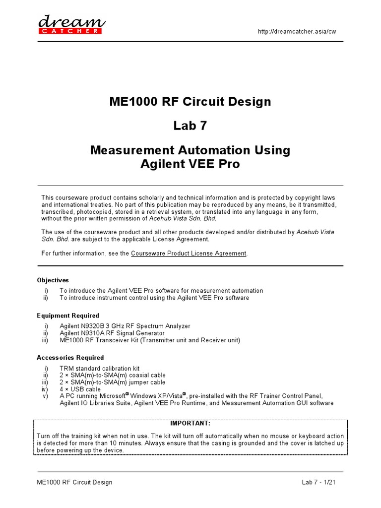 ME1000 Lab07 Measurement Automation Using Agilent VEE Pro v2.40 | PDF ...