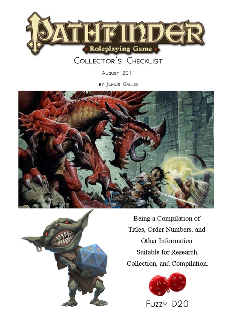 Pathfinder RPG Collector's Checklist | PDF | Fantasy | Leisure
