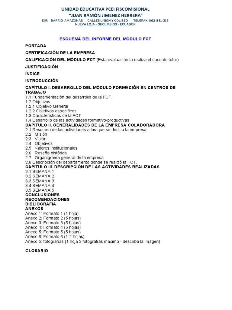 Formulario de Informe de Las FCT | PDF