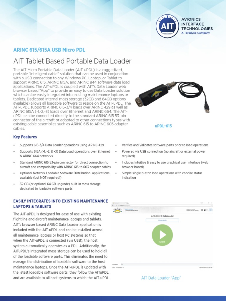 Ait Dataloader Micro PDL Datasheet 1 PDF | PDF | Usb | Laptop