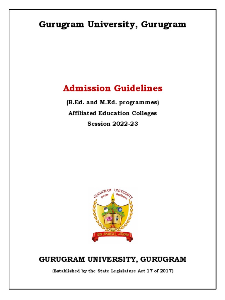 Admission Guidelines and Admission Schedule For B.Ed and M.Ed ...