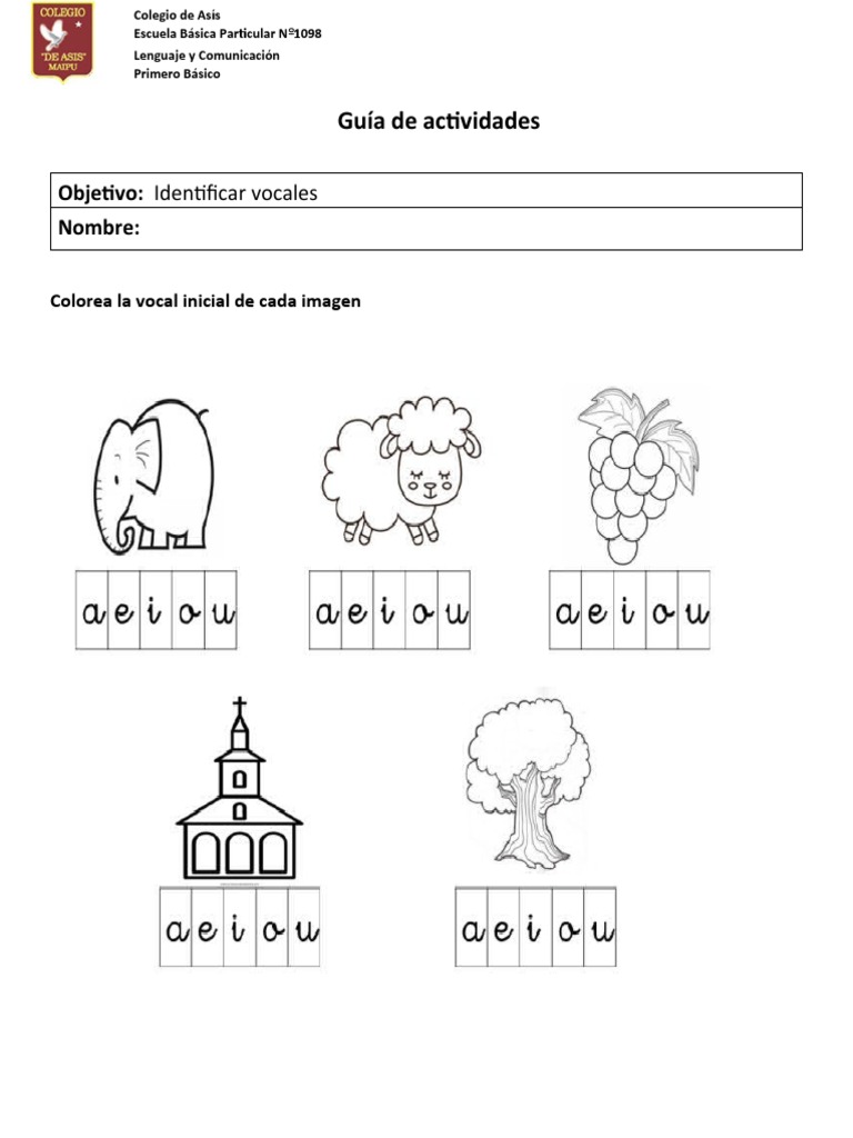 Actividades para Identificar Vocales | PDF | Artes del Lenguaje y ...