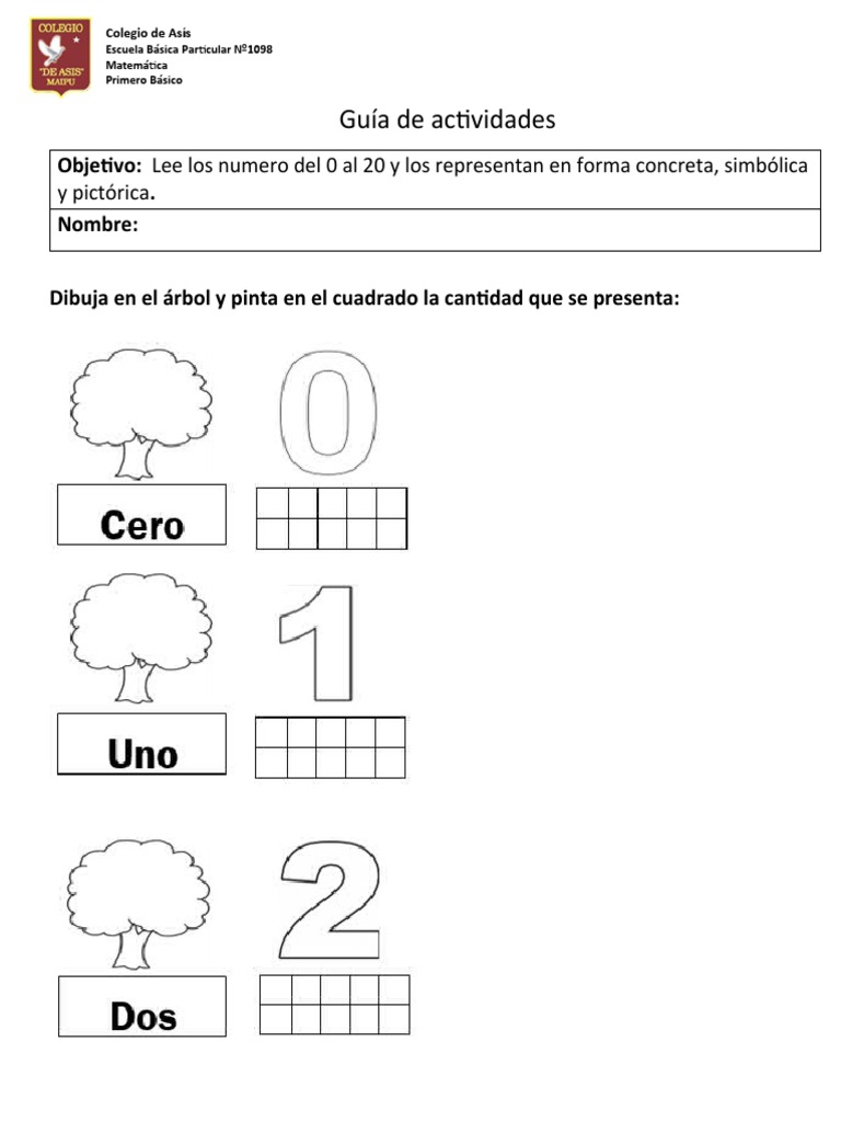 Números Del 0 Al 10 - Primer Día | PDF