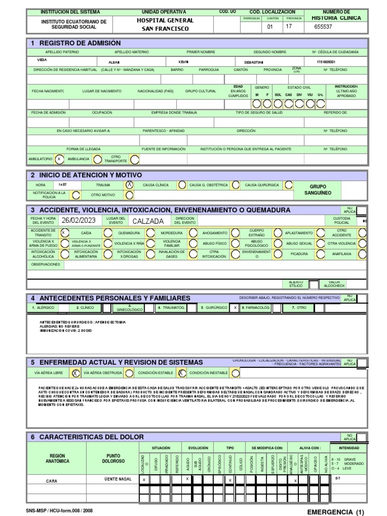 formulario-008-msp.pdf | PDF | Alergia | Especialidades Medicas