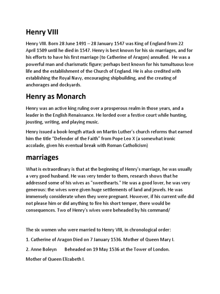 Henry VIII | PDF | House Of Tudor | English Royalty