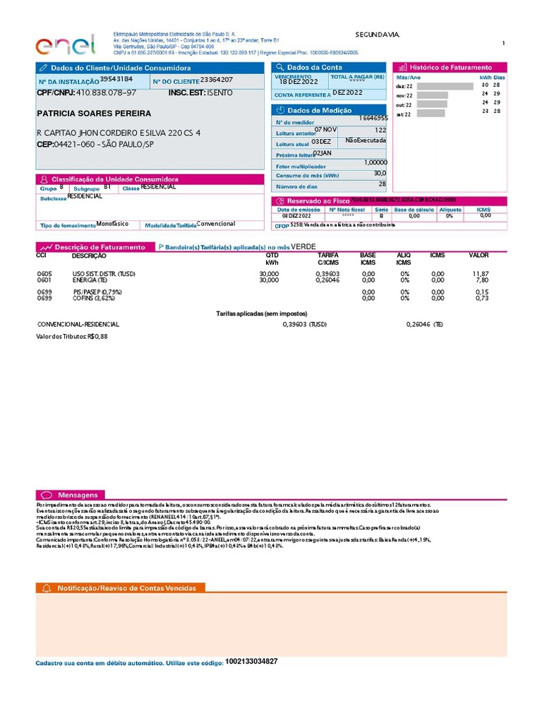Segundavia Enel Dez22 | PDF