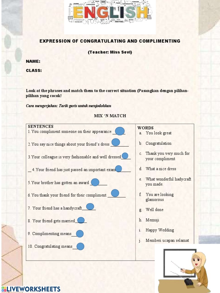 Look at The Phrases and Match Them To The Correct Situation (Pasangkan Dengan Pilihan-Pilihan ...