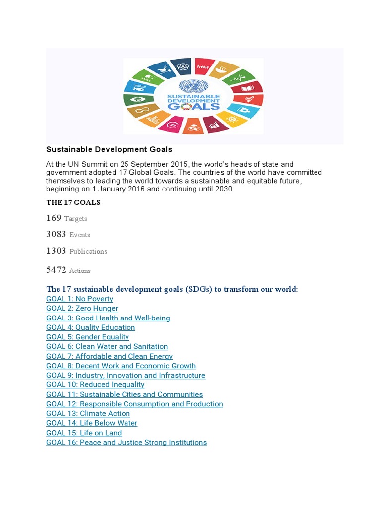 Sustainable Development Goals | PDF | Sustainability | Poverty