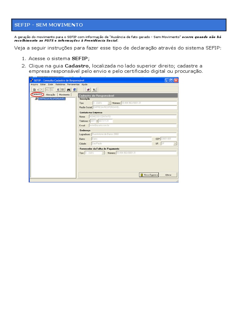 GFIP - Sem Movimento Passo A Passo | PDF | Informática