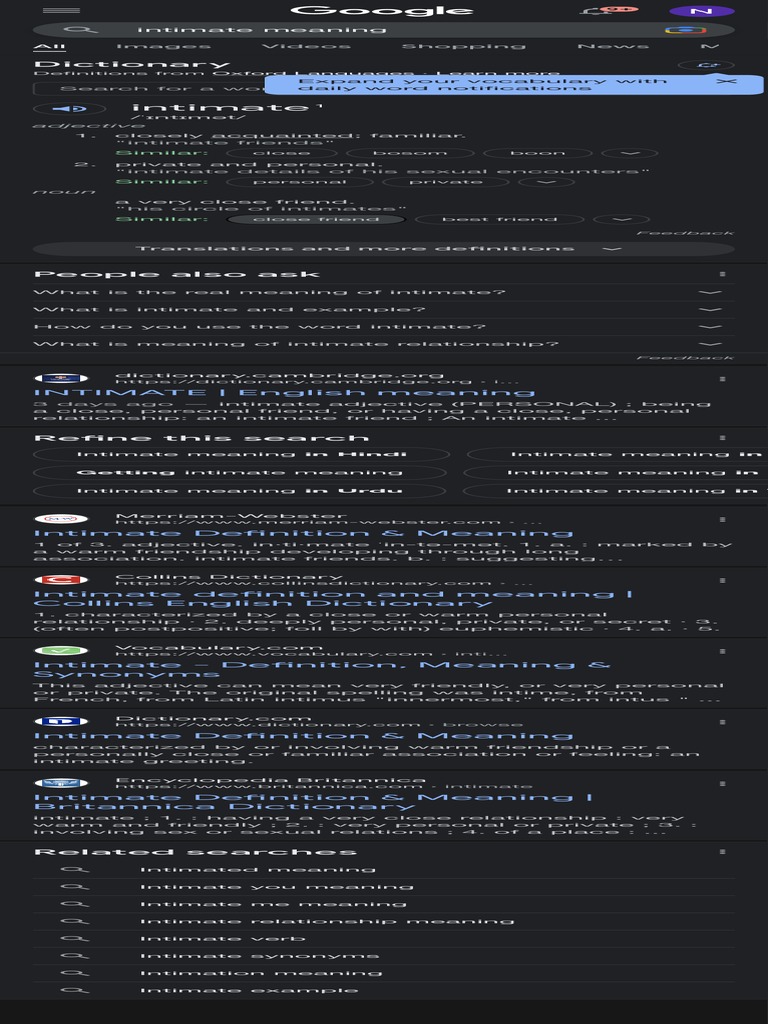 intimate meaning - Google Search.pdf | PDF | Dictionary | Adjective