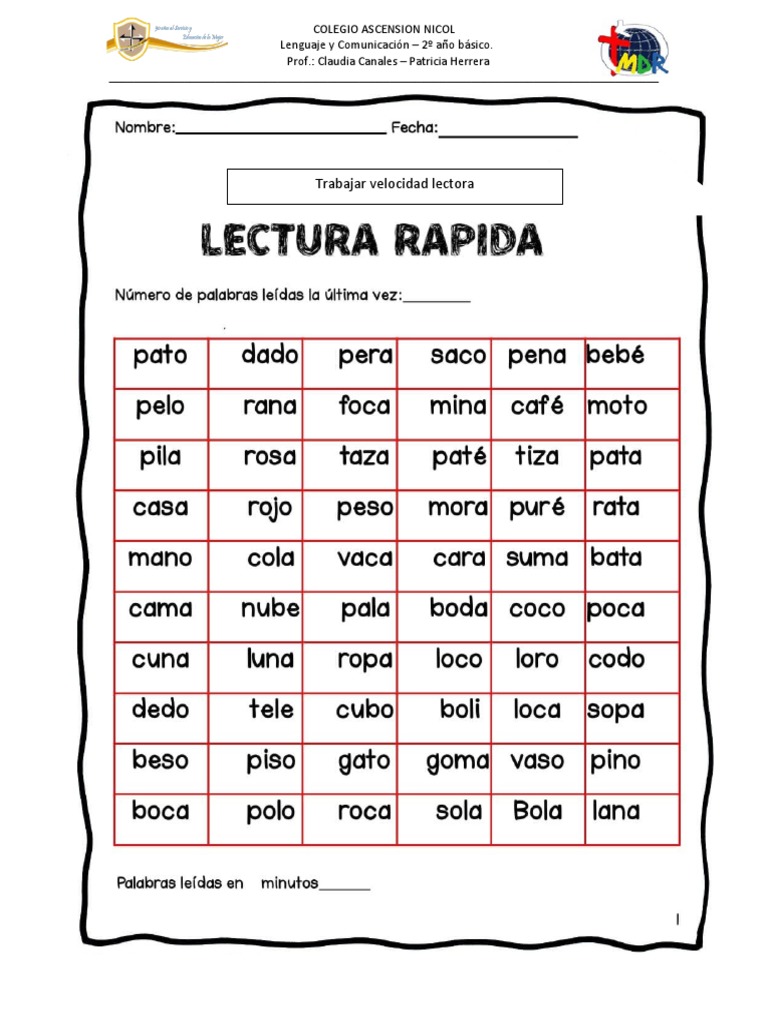 Guias Velocidad Lectora | PDF