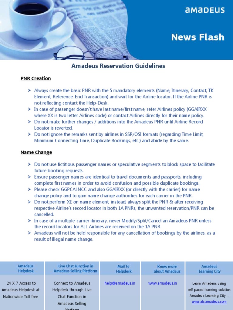 Amadeus Reservation Guidelines | PDF | Information Technology | Computing