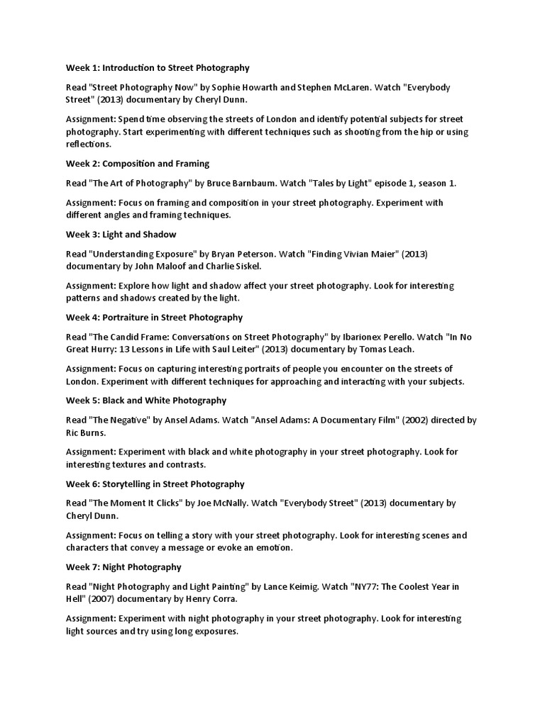 10 Week Photography | PDF | Vision | Artistic Techniques