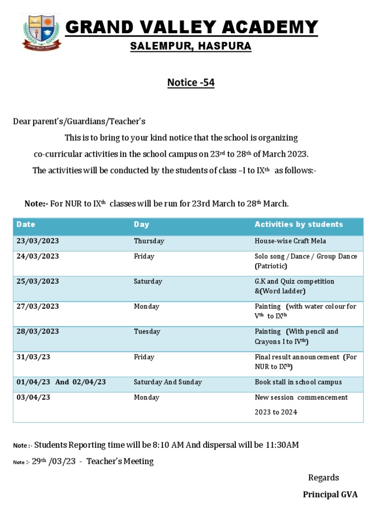 Activities Notice by Nandan Sir | PDF