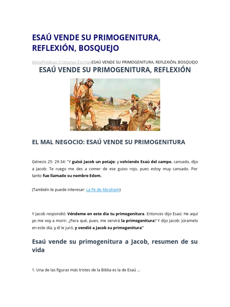Esau Vende Su Primogenitura | PDF