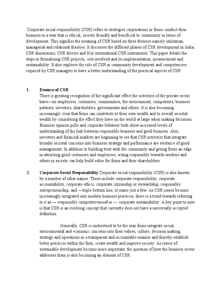 CSR and Sustainable Business Model | PDF | Corporate Social ... CSR and Sustainable Business Model | PDF | Corporate Social ...