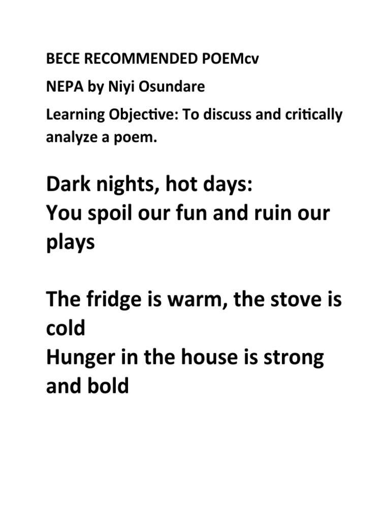 NEPA Power Outage Poem | PDF