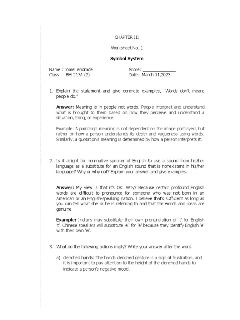 Chapter III W1 Symbol System (Jomel Andrade) | PDF