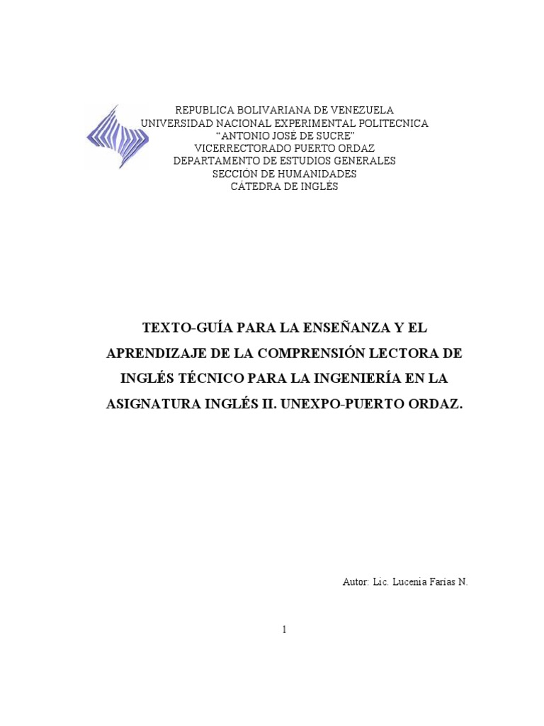 Guía de Comprensión Lectora en Inglés Técnico | PDF | Lingüística ...