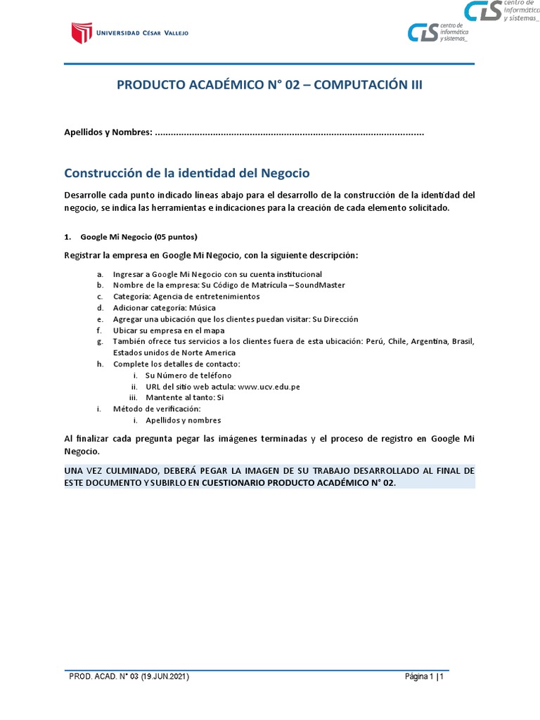 Producto Académico #02 | PDF