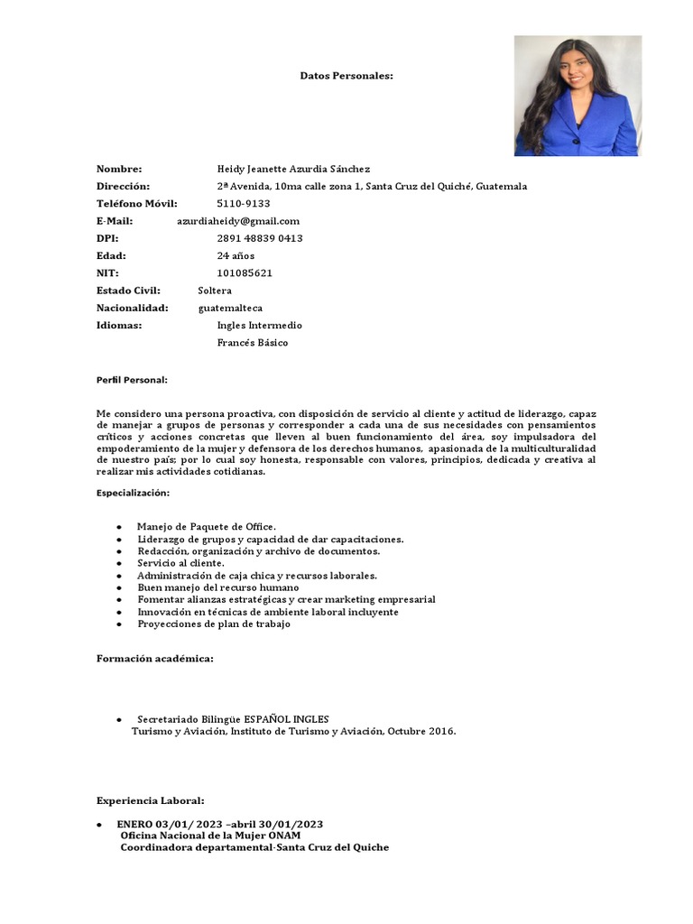 CV Heidy Jeanette Azurdia Sanchez 2022 | PDF