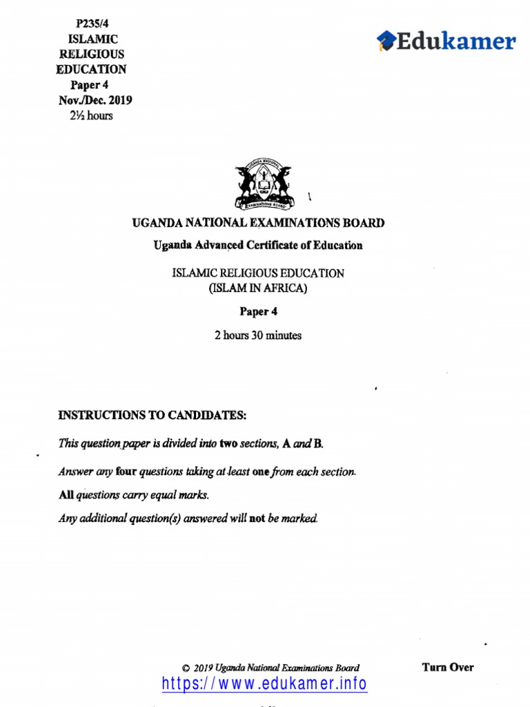 UACE IRE 2019 Paper 4 | PDF | Africa | East Africa