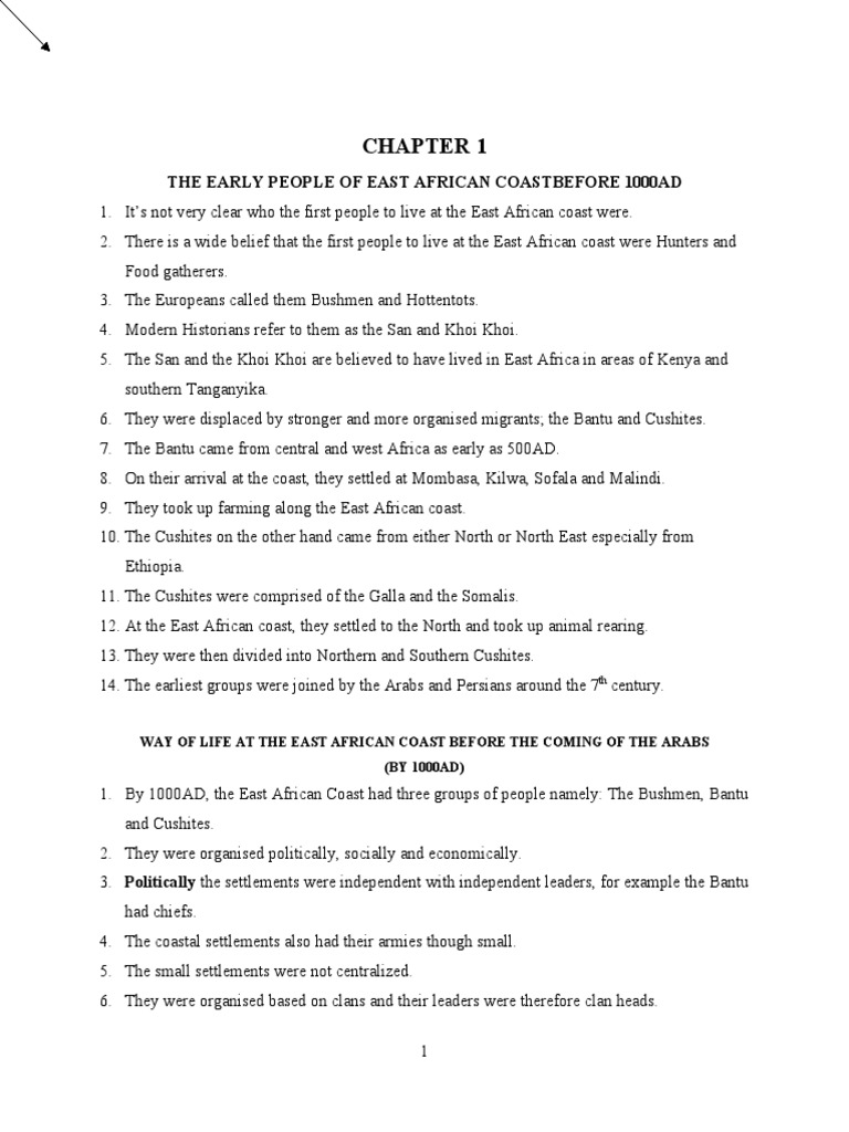 S2 East African History Notes | PDF | East Africa | Swahili Language
