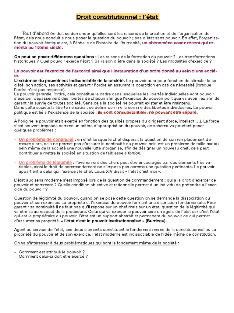 Droit Constitutionnel L1 | PDF | État | Démocratie