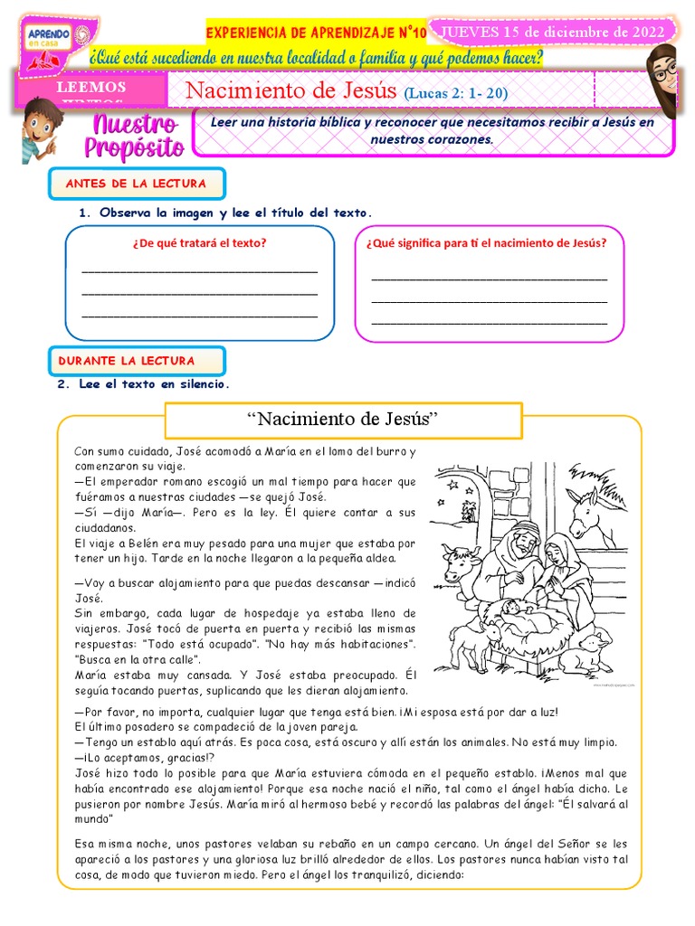 LEEMOS JUNTOS Nacimiento de Jesús | PDF | María, madre de Jesús | Jesús
